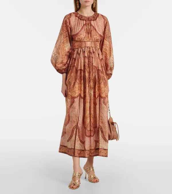 Zimmermann Wanderlust Printed Midi Dress - Burgundy