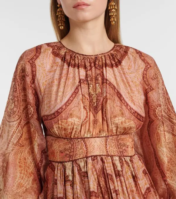 Zimmermann Wanderlust Printed Midi Dress - Burgundy