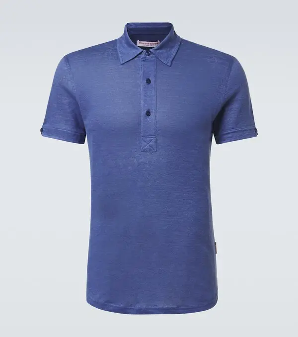 Orlebar Brown Sebastian Linen Polo Shirt - Blue