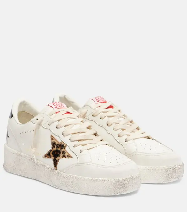 GOLDEN GOOSE Ball Star Leather Platform Sneakers - Beige