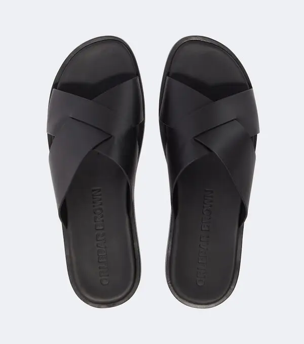 Orlebar Brown Leather Sandals - Black