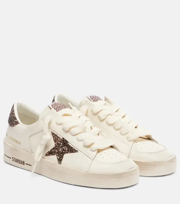 GOLDEN GOOSE Stardan Embellished Leather Sneakers - White