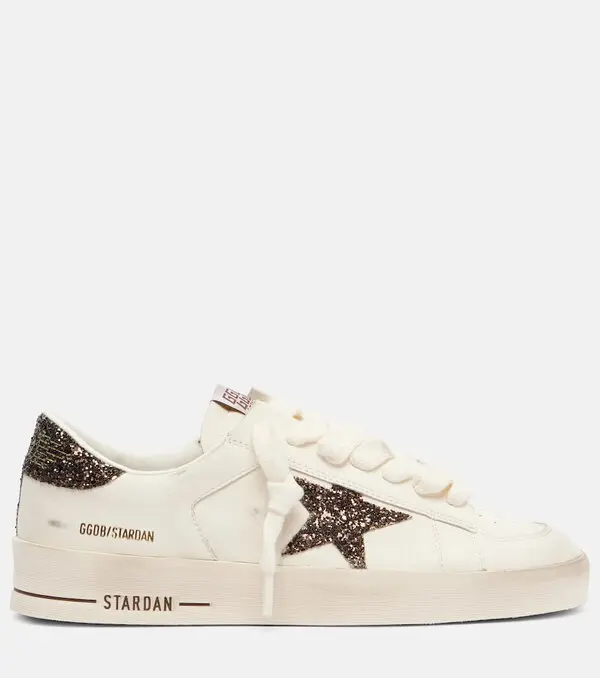 GOLDEN GOOSE Stardan Embellished Leather Sneakers - White