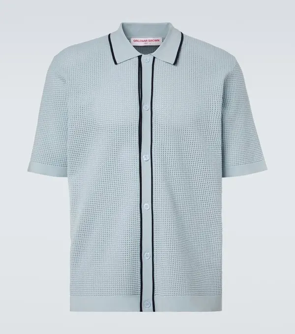 Orlebar Brown Roddy Waffle-knit Bowling Shirt - Blue