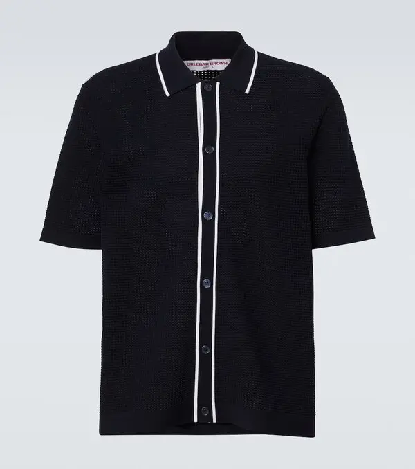 Orlebar Brown Roddy Waffle-knit Bowling Shirt - Blue