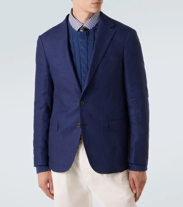 Polo Ralph Lauren Checked Linen-blend Blazer