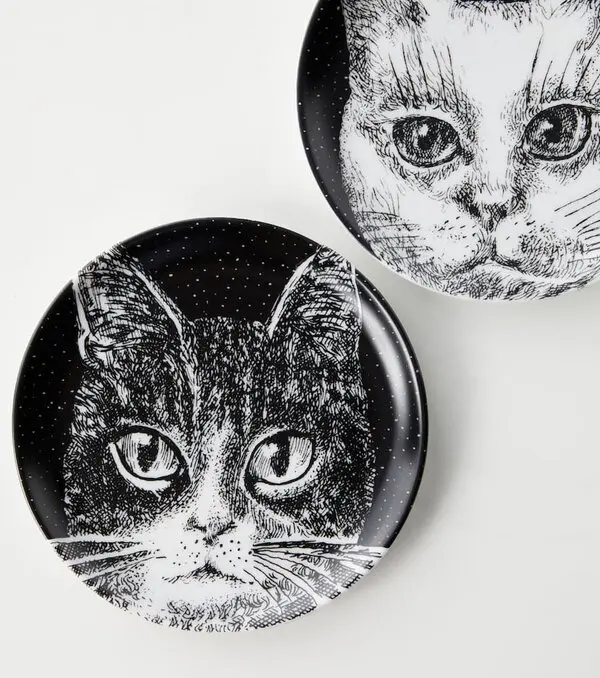 FORNASETTI High Fidelity Set Of 6 Porcelain Coasters - Black