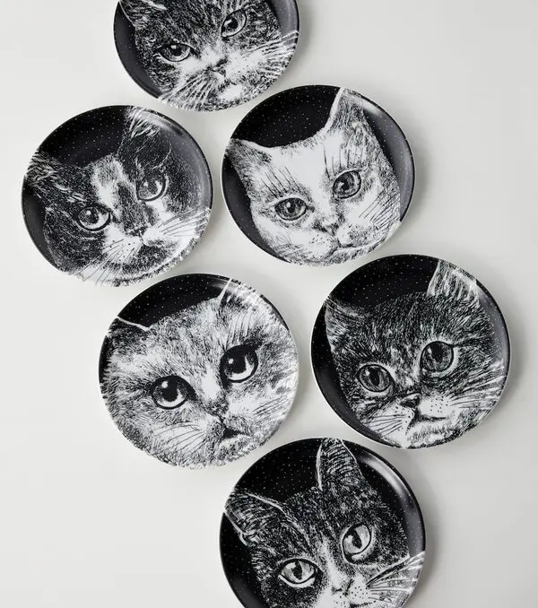 FORNASETTI High Fidelity Set Of 6 Porcelain Coasters - Black