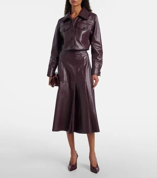 EMILIA WICKSTEAD Nics Cropped Leather Jacket - Purple