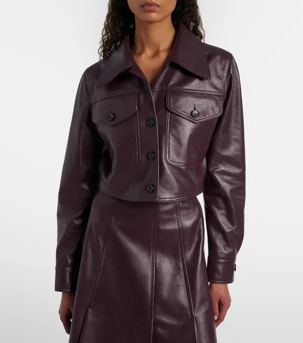 EMILIA WICKSTEAD Nics Cropped Leather Jacket - Purple