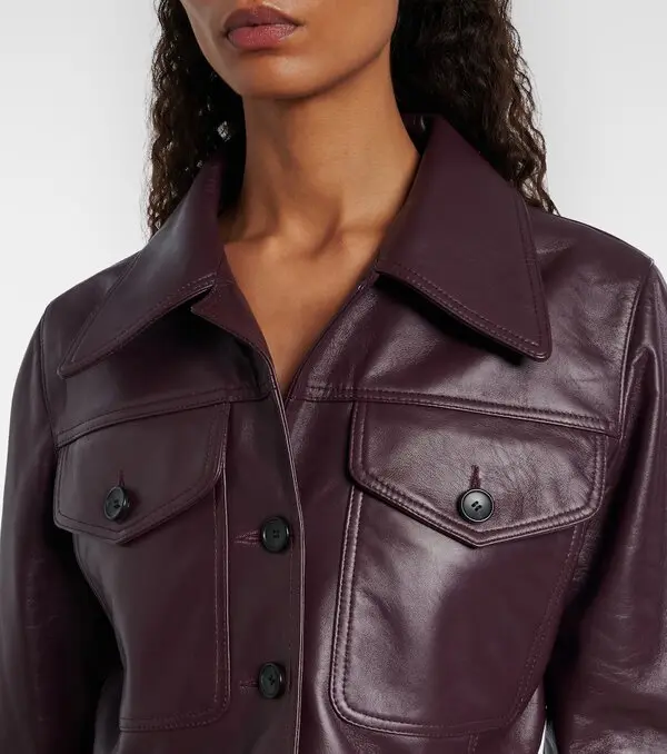 EMILIA WICKSTEAD Nics Cropped Leather Jacket - Purple