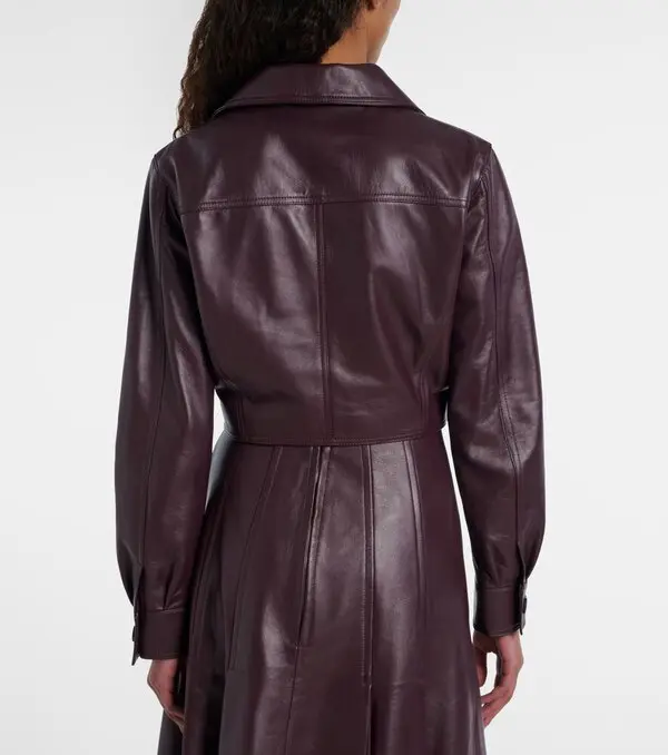 EMILIA WICKSTEAD Nics Cropped Leather Jacket - Purple