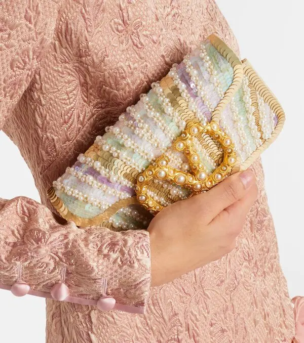 Valentino Garavani Locò Small Embellished Satin Top-handle Bag - Multicoloured