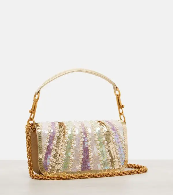 Valentino Garavani Locò Small Embellished Satin Top-handle Bag - Multicoloured