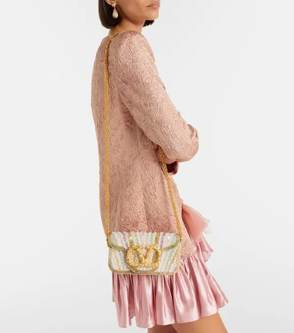 Valentino Garavani Locò Small Embellished Satin Top-handle Bag - Multicoloured
