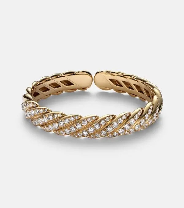 David Yurman Sculpted Cable Flex® Bracelet With Diamonds - Gold