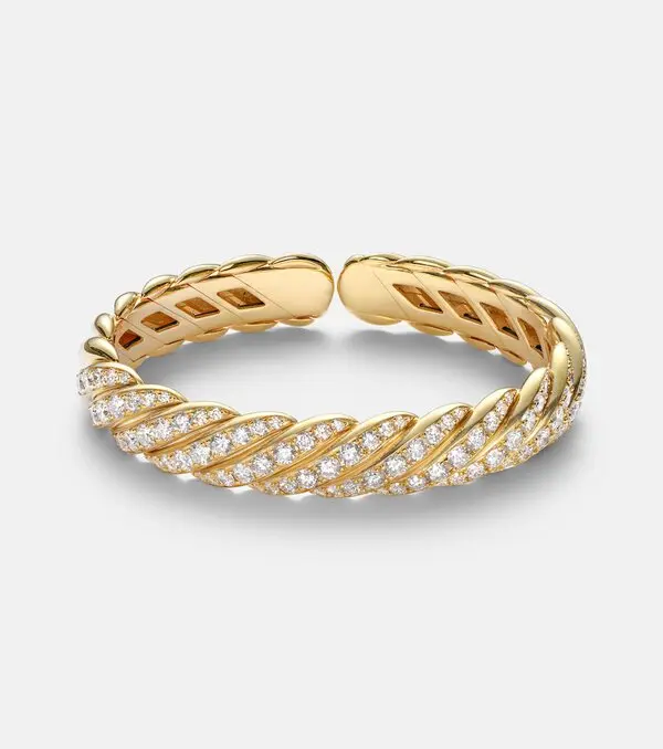 David Yurman Sculpted Cable Flex 18k Yellow Diamond Bracelet - Gold
