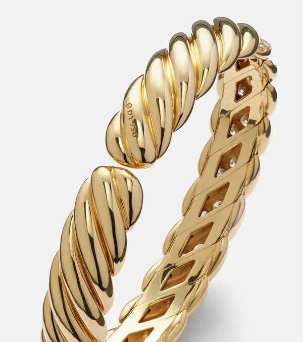 David Yurman Sculpted Cable Flex 18k Yellow Diamond Bracelet - Gold