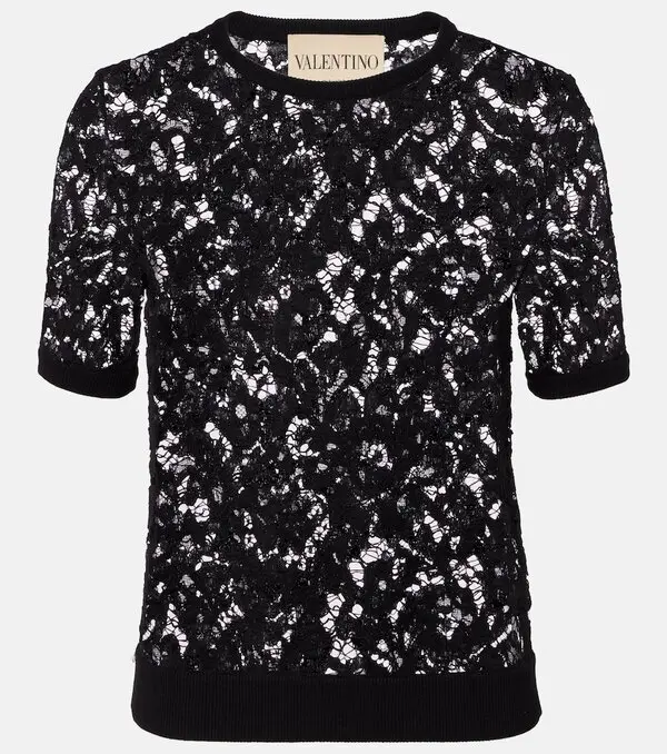 Valentino Garavani Floral Lace Top - Black