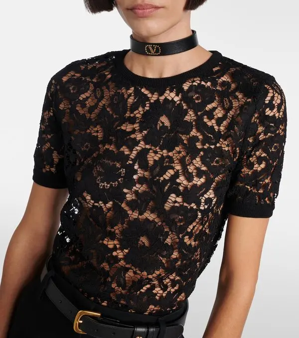 Valentino Garavani Floral Lace Top - Black