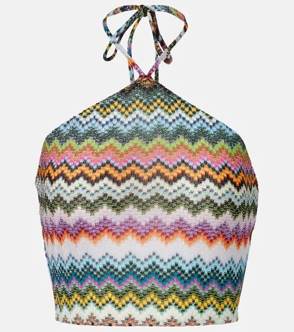 Missoni Zigzag Halterneck Lamé Crop Top - Multicoloured