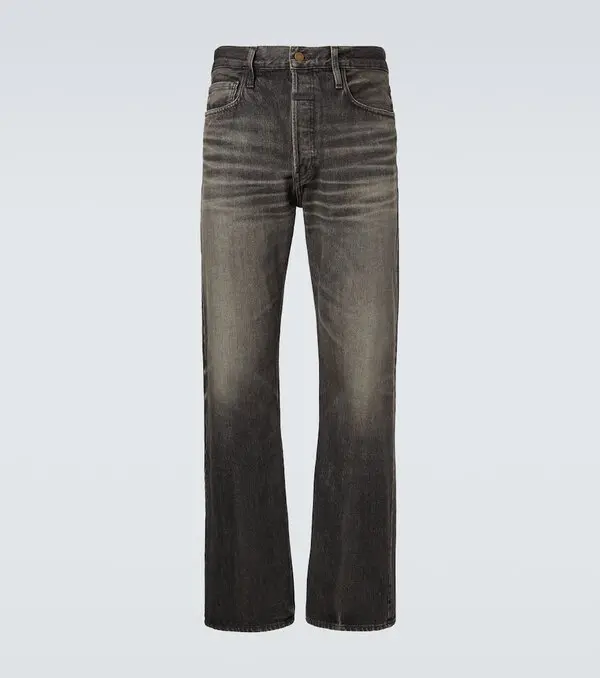 Fear Of God Faded Mid-rise Straight Jeans - Black