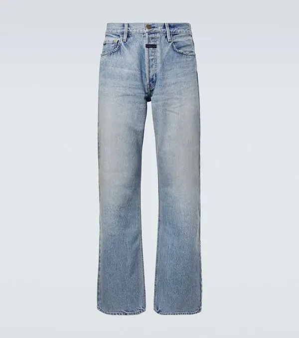 Fear Of God Faded Mid-rise Straight Jeans - Blue