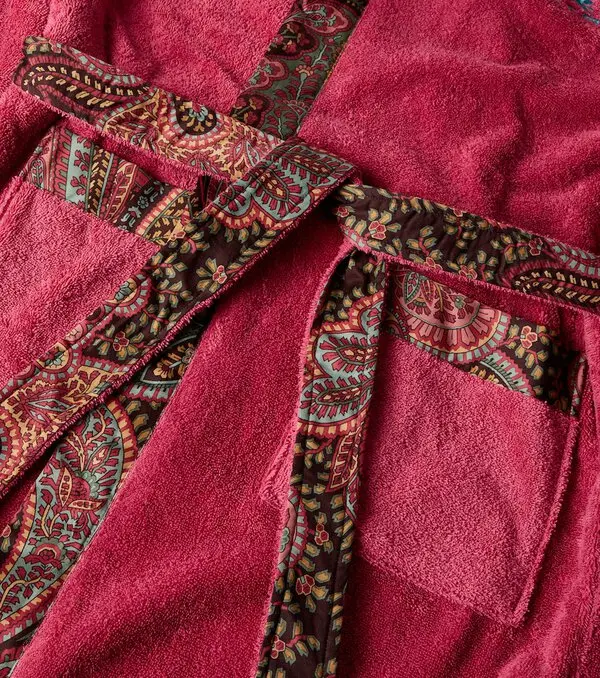 Etro Giano Paisley Cotton Terry Bathrobe - Burgundy
