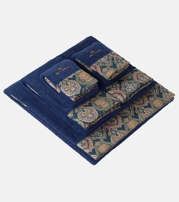 Etro Set Of 5 Cotton Terry Towels - Blue