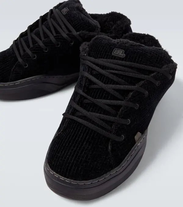 ERL Vamp Terry-lined Corduroy Sneakers - Black