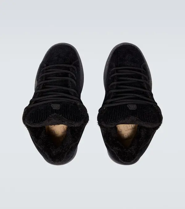 ERL Vamp Terry-lined Corduroy Sneakers - Black
