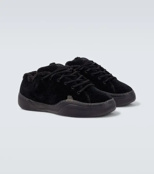 ERL Vamp Terry-lined Corduroy Sneakers - Black
