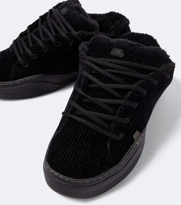 ERL Vamp Terry-lined Corduroy Sneakers - Black