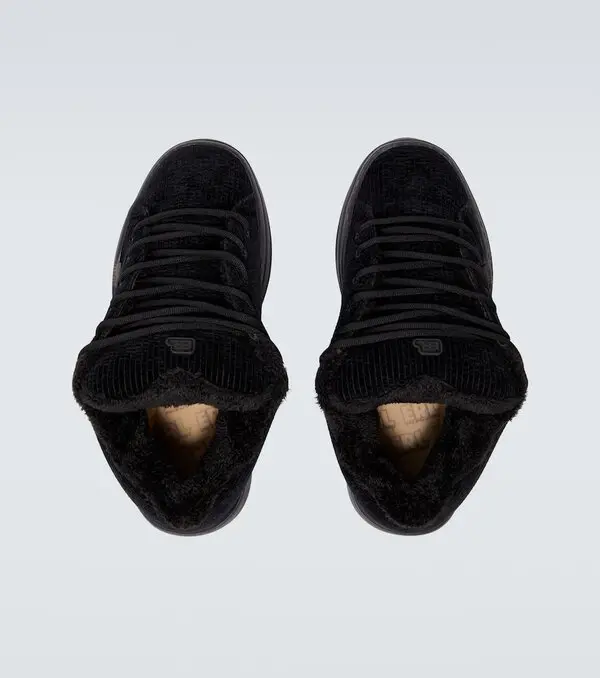 ERL Vamp Terry-lined Corduroy Sneakers - Black
