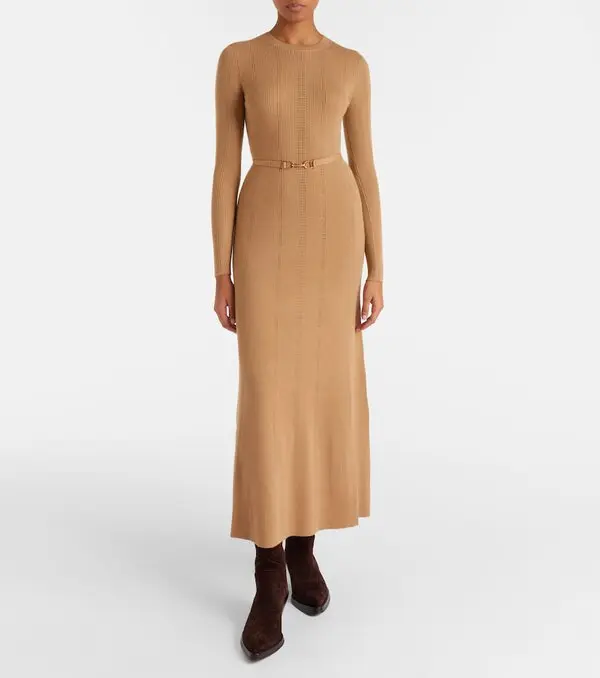 Gabriela Hearst Imagene Wool Midi Dress With Detachable Belt - Beige