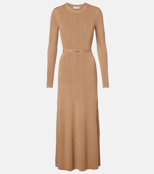 Gabriela Hearst Imagene Wool Midi Dress With Detachable Belt - Beige