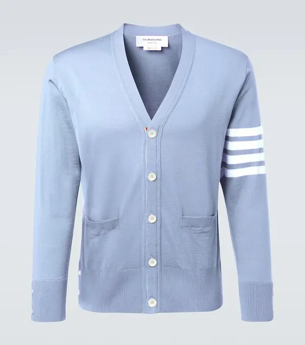 Thom Browne 4-bar Virgin Wool Cardigan - Blue