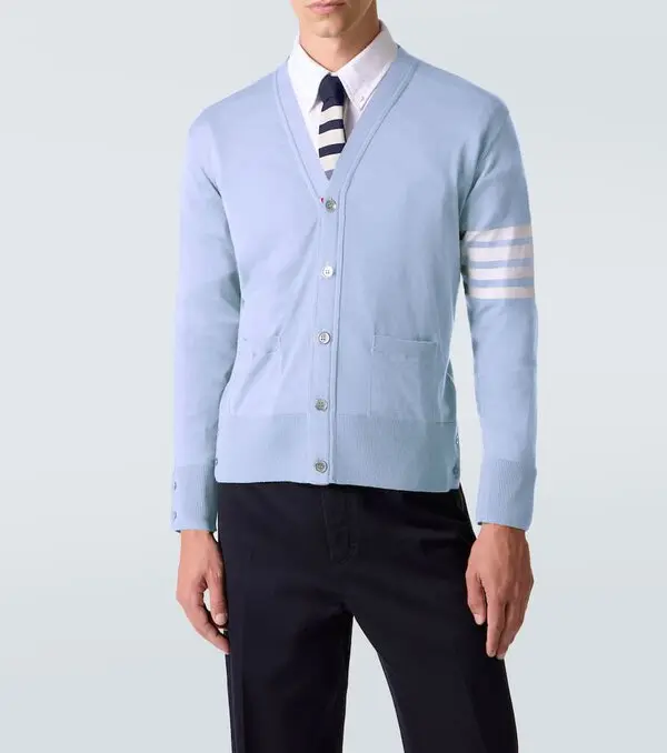 Thom Browne 4-bar Virgin Wool Cardigan - Blue