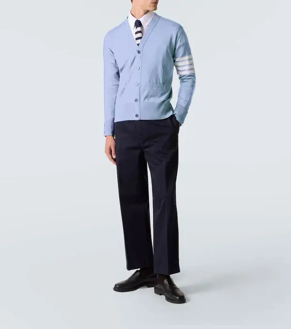 Thom Browne 4-bar Virgin Wool Cardigan - Blue