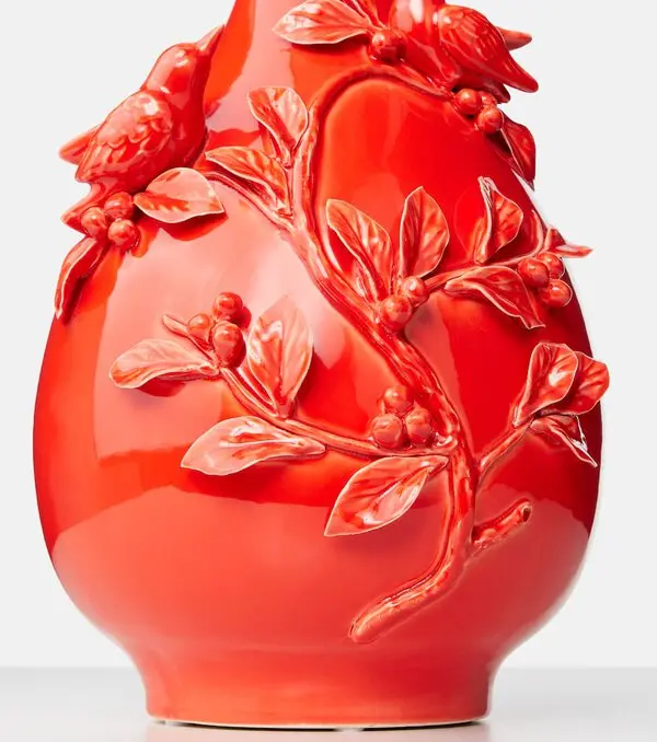 POLSPOTTEN 3d Birds Porcelain Vase - Orange