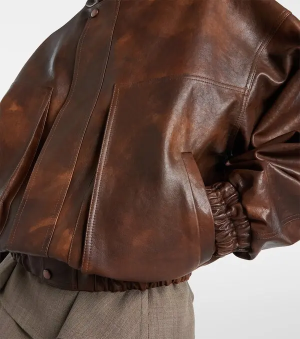 Magda Butrym Leather Blouson Jacket - Brown