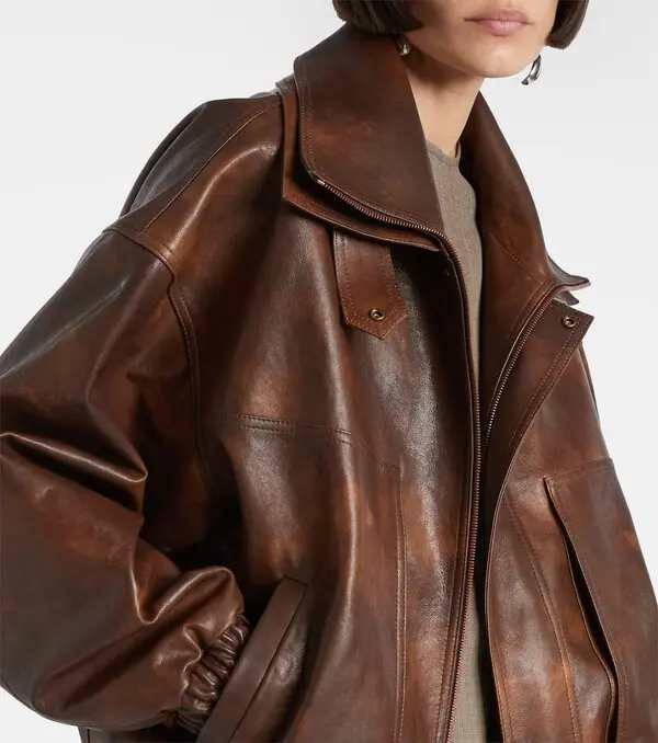 Magda Butrym Leather Blouson Jacket - Brown
