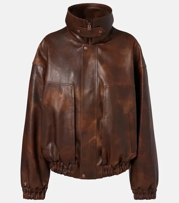 Magda Butrym Leather Blouson Jacket - Brown