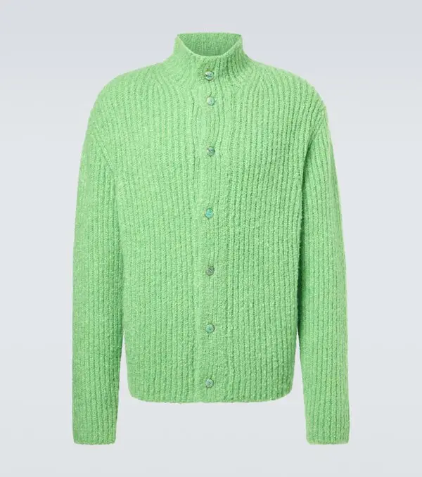 GOD'S TRUE CASHMERE Ribbed-knit Cashmere Bouclé Cardigan - Green