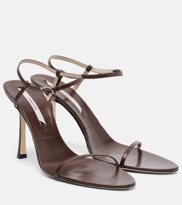 CHRISTEN Double Strap Leather Sandals - Brown