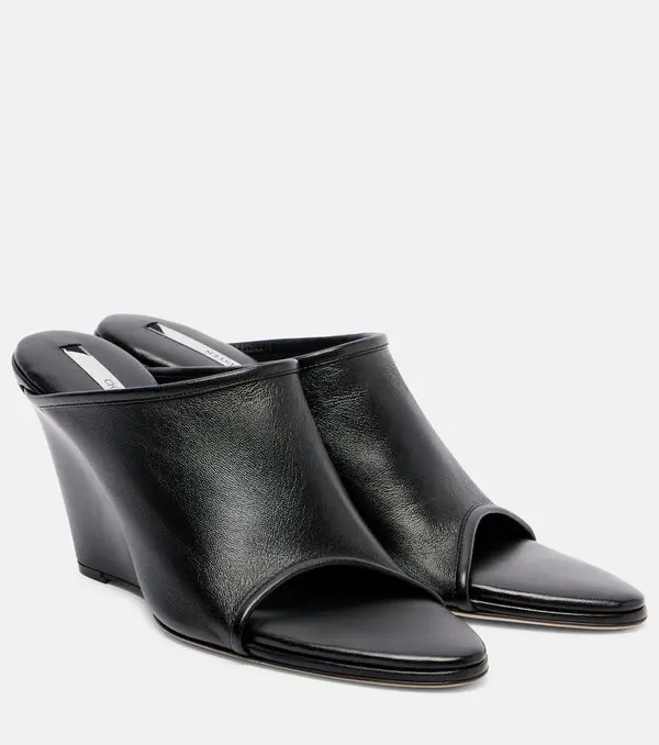 CHRISTEN Strap Leather Wedge Mules