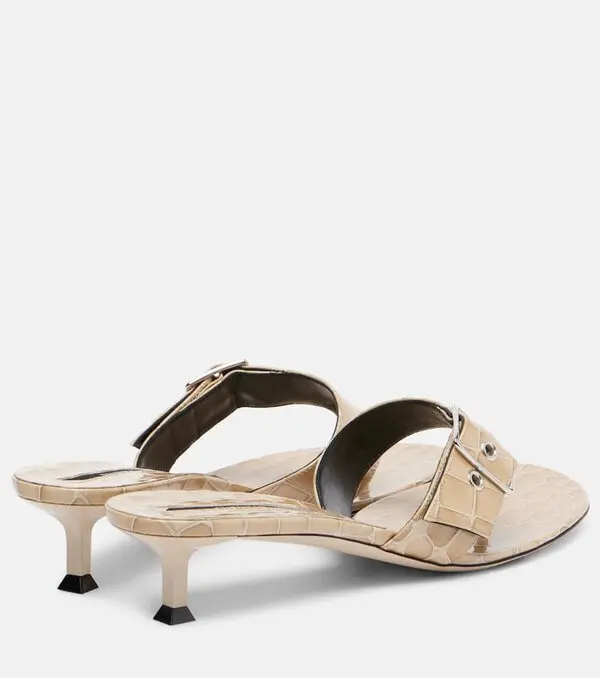 CHRISTEN Helix 35 Patent Leather Thong Sandals - Beige
