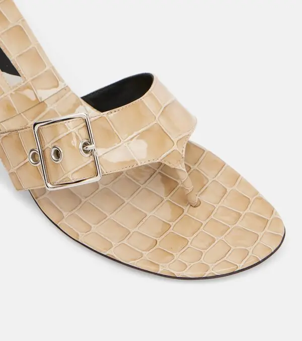 CHRISTEN Helix 35 Patent Leather Thong Sandals - Beige