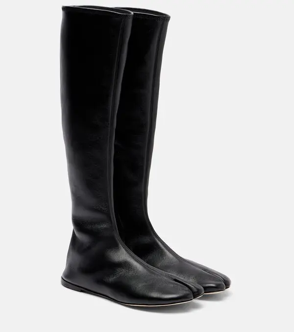 CHRISTEN Tabi Leather Knee-high Boots - Black
