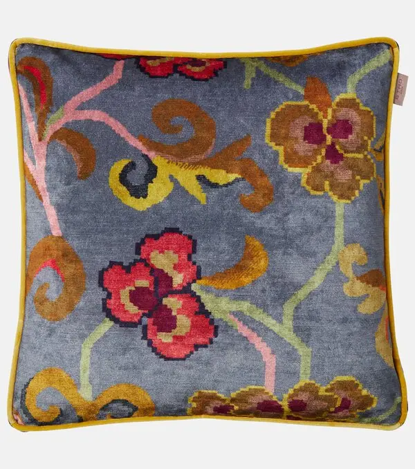 Etro Nimphea Velvet Cushion - Multicoloured